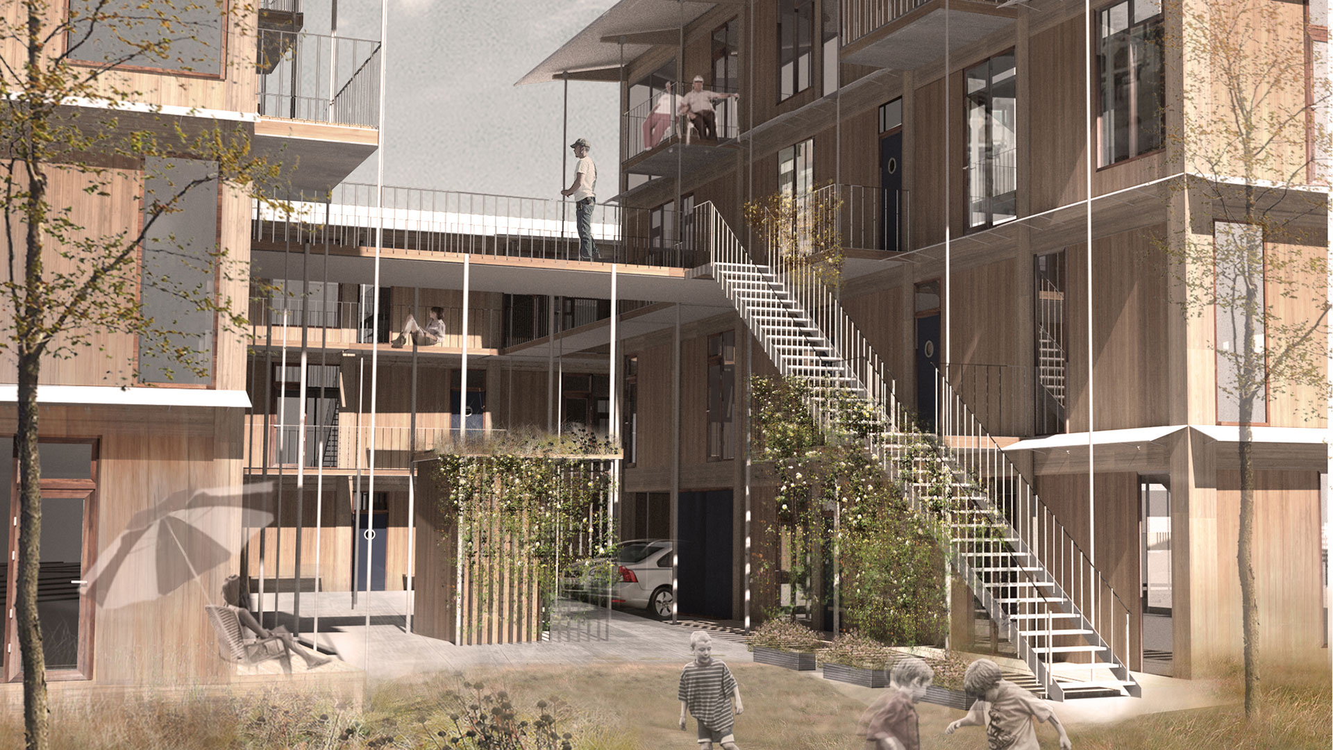 Træbyggeri i 4 etager opføres nu på Lisbjerg Bakke