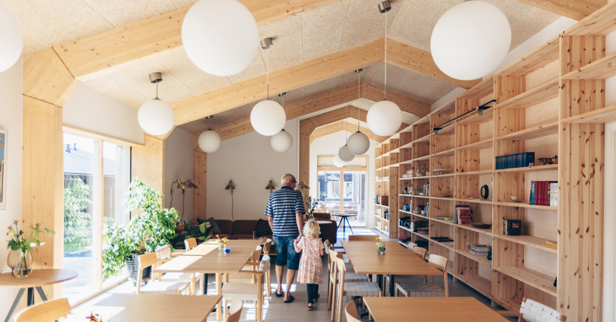 Sustainable senior coliving built in wood and reused materials
